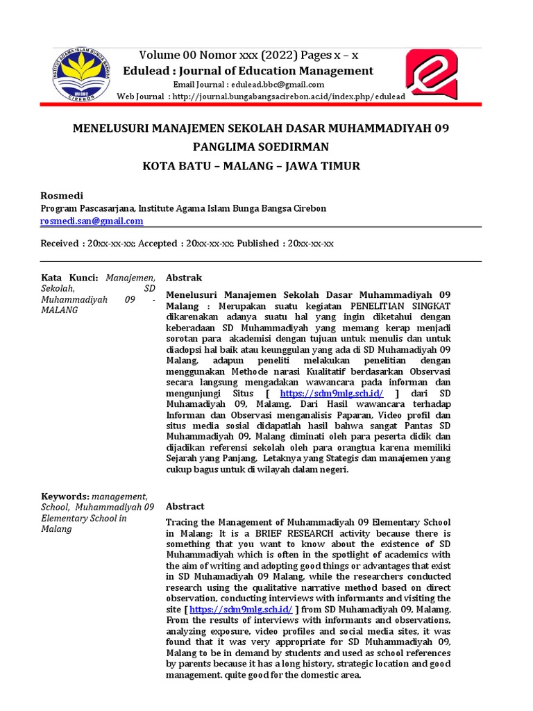 Template Jurnal Edulead Rosmedi | PDF | Bisnis | Ilmu Sosial