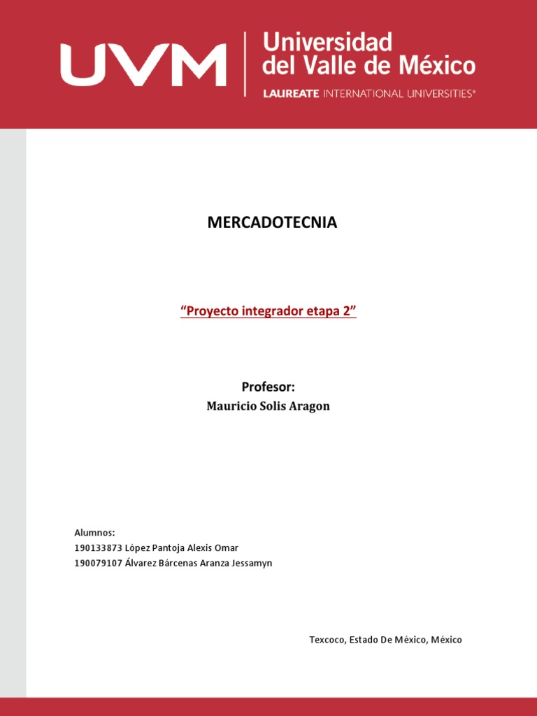 Mercadotecnia: "Proyecto Integrador Etapa 2" | PDF | Marketing