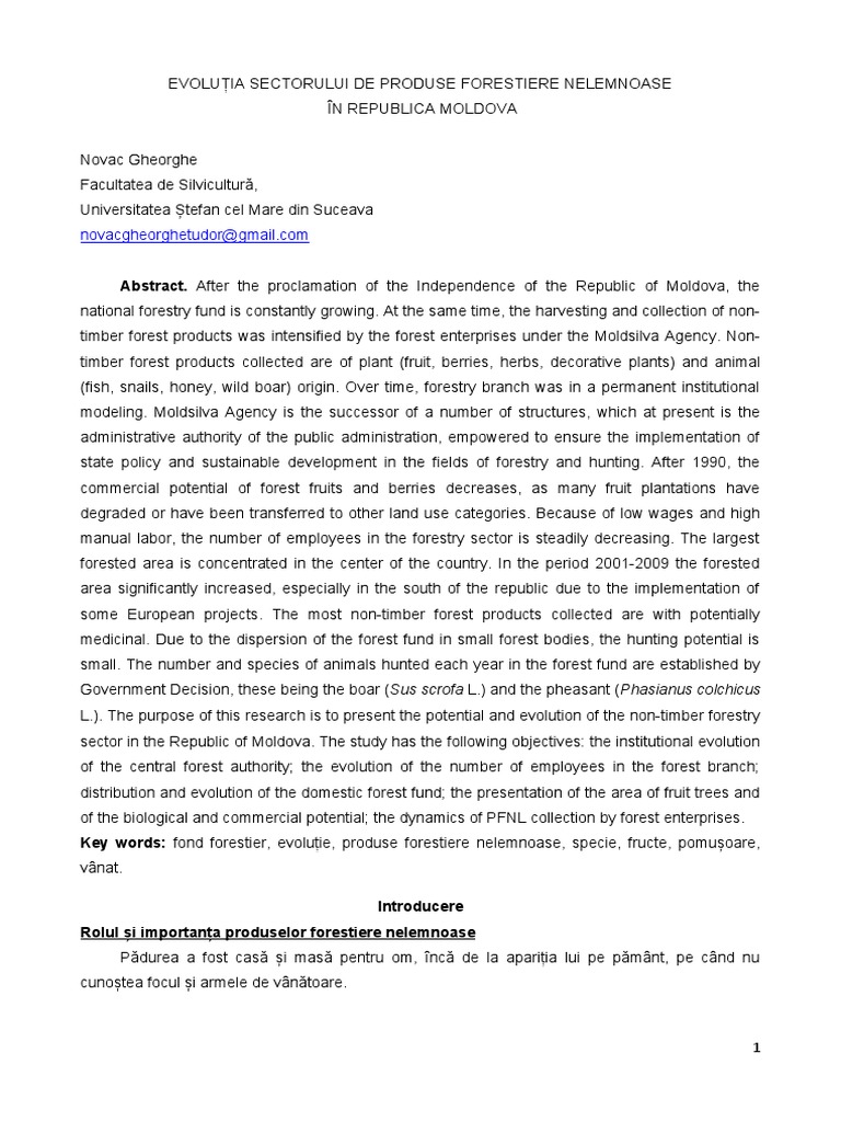 Evoluția Sectorului PFNL RM | PDF | Forestry | Plants