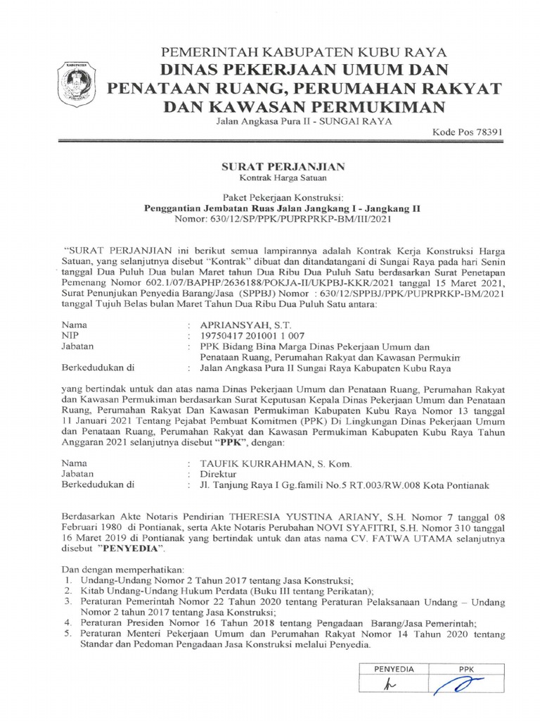 SPK CV Fatwa Tanda Tangan Pelaksana | PDF