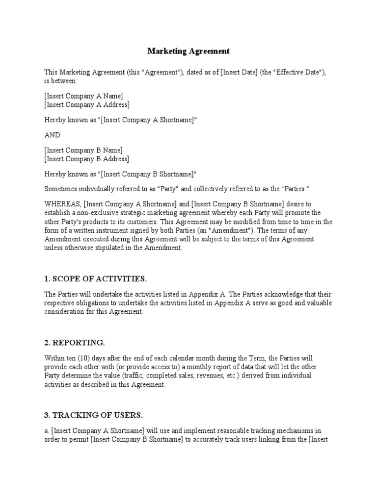 Marketing-Agreement (Sample) | PDF | Indemnity | Legal Remedy