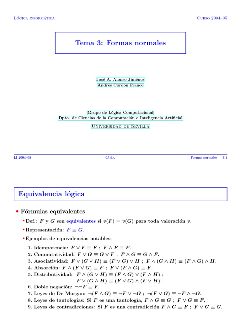 Tema-3. Formas Normales | PDF | Sintaxis (Lógica) | Lógica matemática
