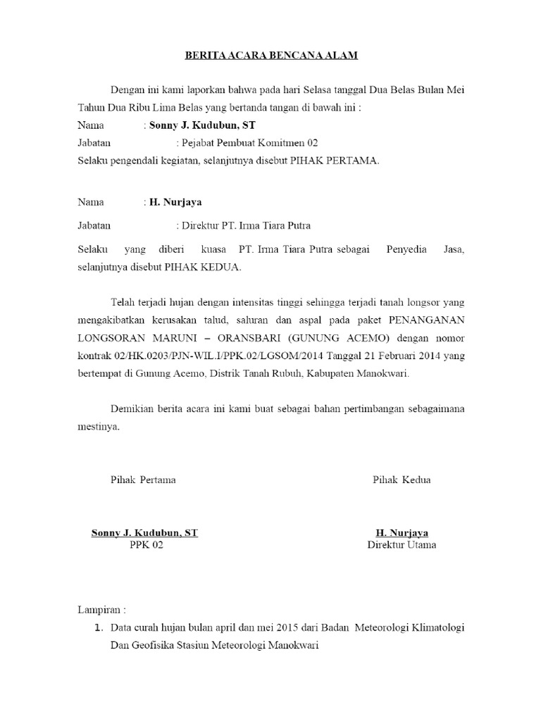 BERITA ACARA BENCANA ALAM.docx _ TOAZ.INFO | PDF