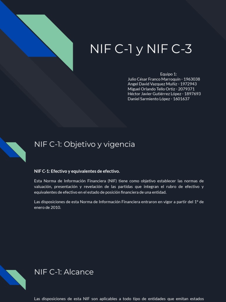 Nif C-1 y Nif C-3 | PDF | Bancos | Efectivo