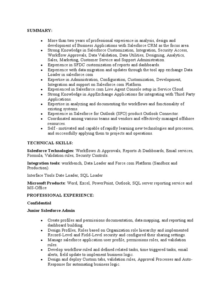 Sample Salesforce Admin Profiles | PDF | Microsoft Outlook ...