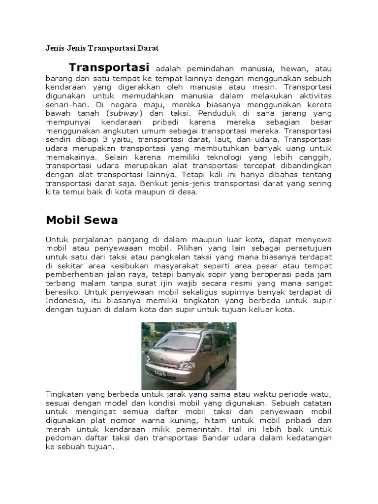 Macam-Macam Transportasi Darat | PDF | Teknologi & Rekayasa