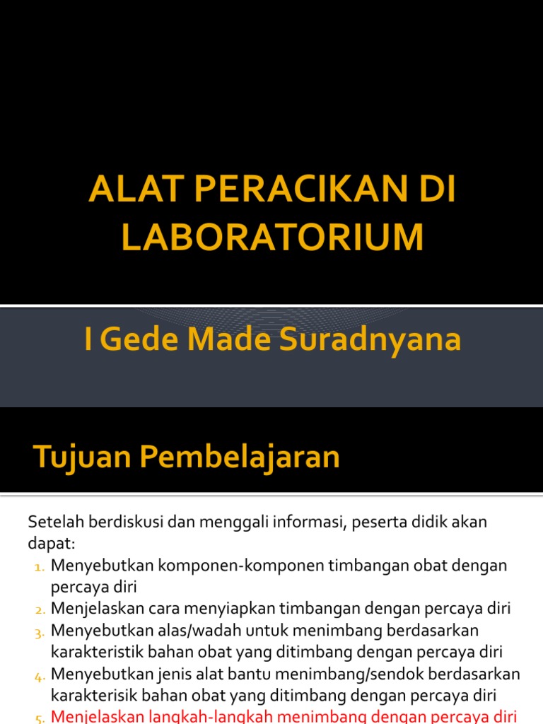 Alat Peracikan Obat di Laboratorium | PDF