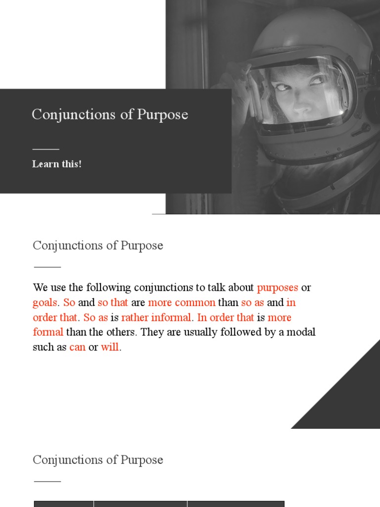 Conjunctions of Purpose | PDF | Linguistics