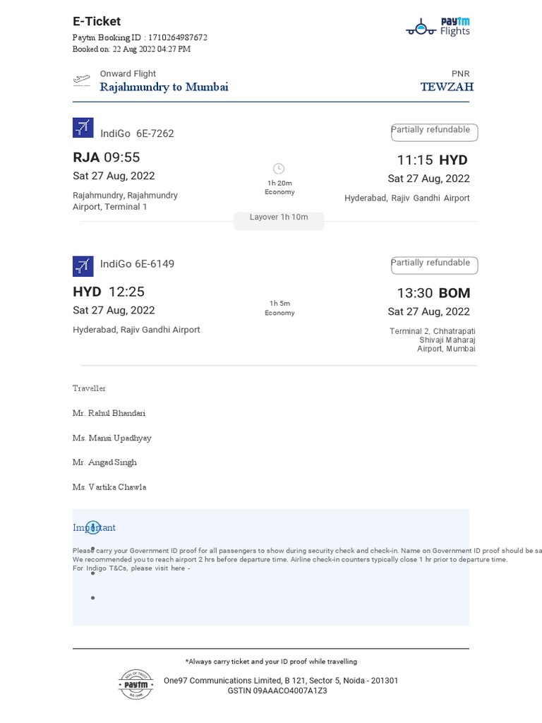 Ticket | PDF | Fee | Airport