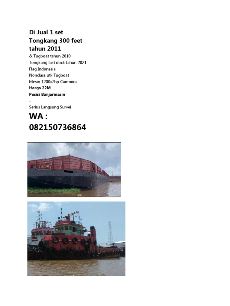 Data 3 - Di Jual 1 Set Tongkang 300 Feet Tahun 2011 | PDF