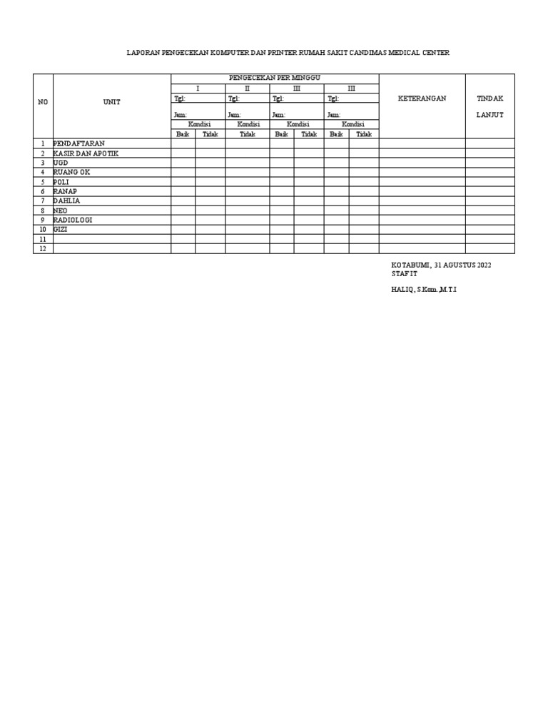 Laporan Pengecekan CCTV Di Tempat 2 | PDF