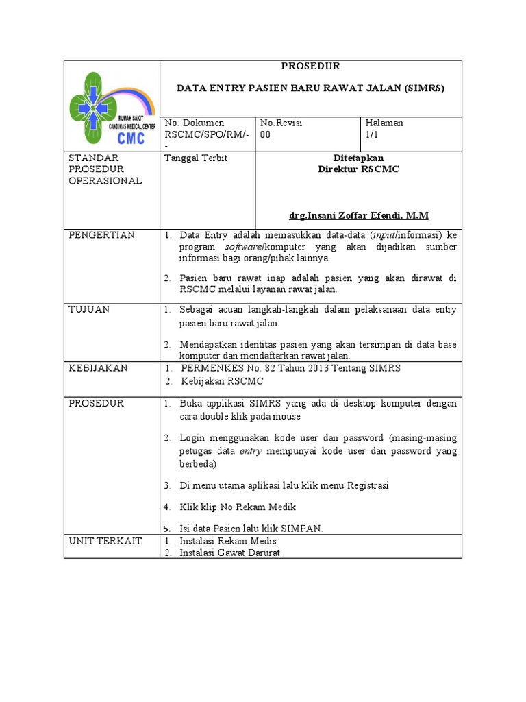 SOP SIMRS Dan Backup Data | PDF