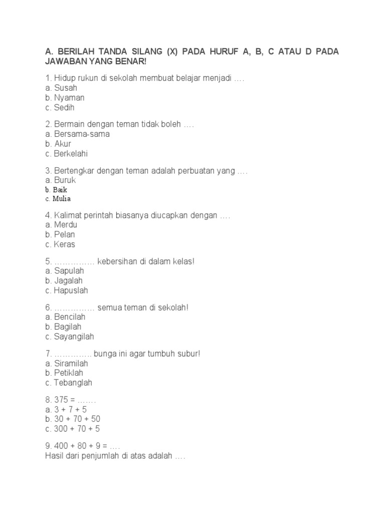 Uh Tema 1 Sub 3 Kls 2 | PDF | Olahraga & Rekreasi