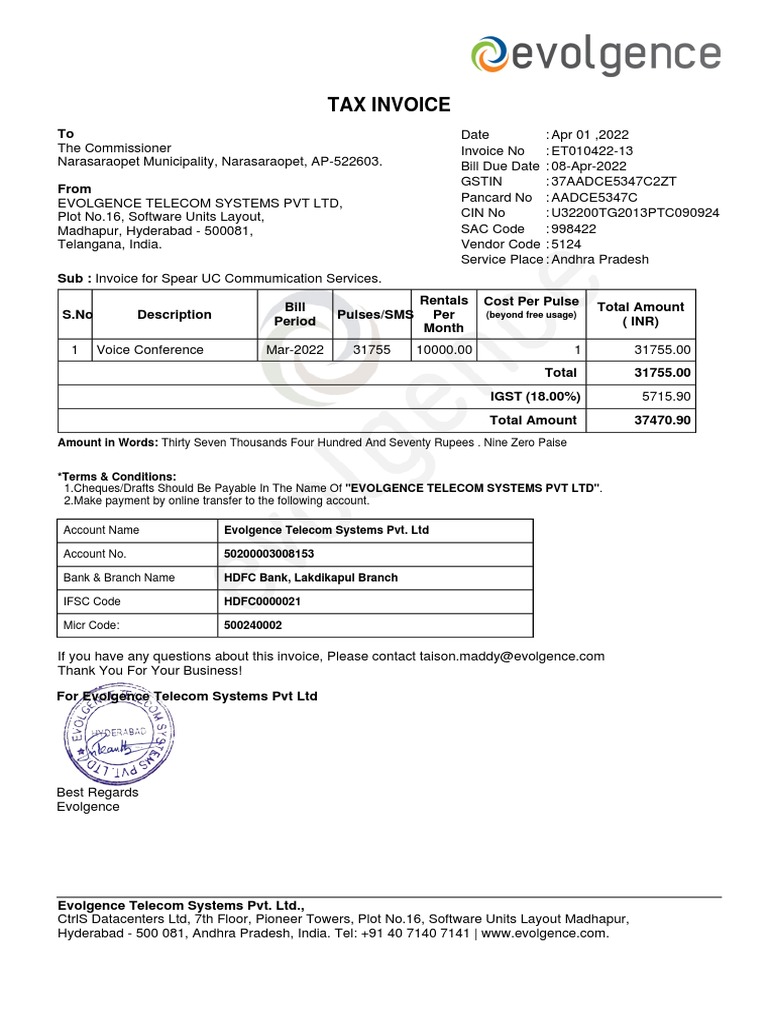 Invoice - NMC - Voice Conference - Rentals - Mar-2022 | PDF | Business ...