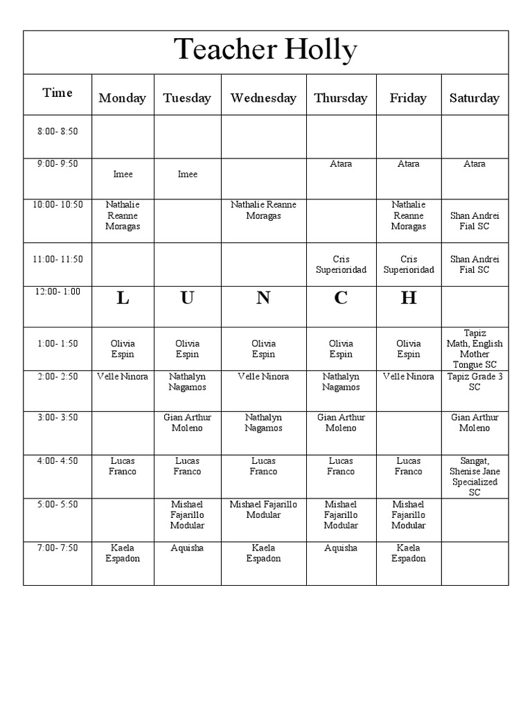Teacher Schedules and Timetables | PDF