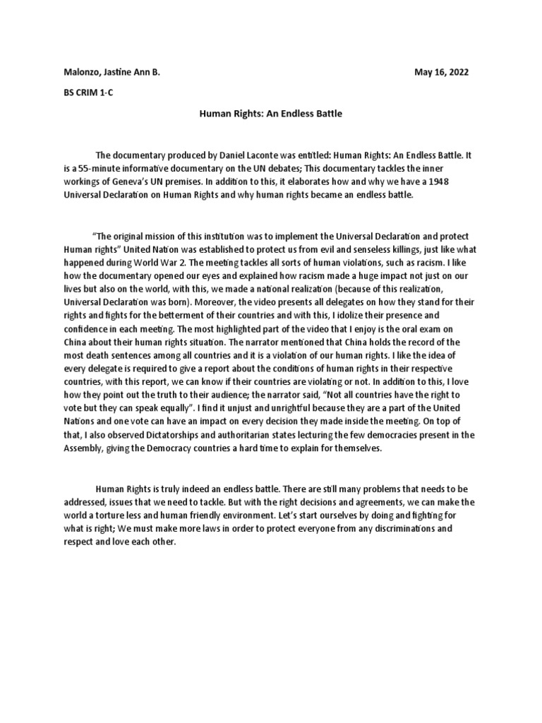 Reaction Paper | PDF | Human Rights | Political Ideologies