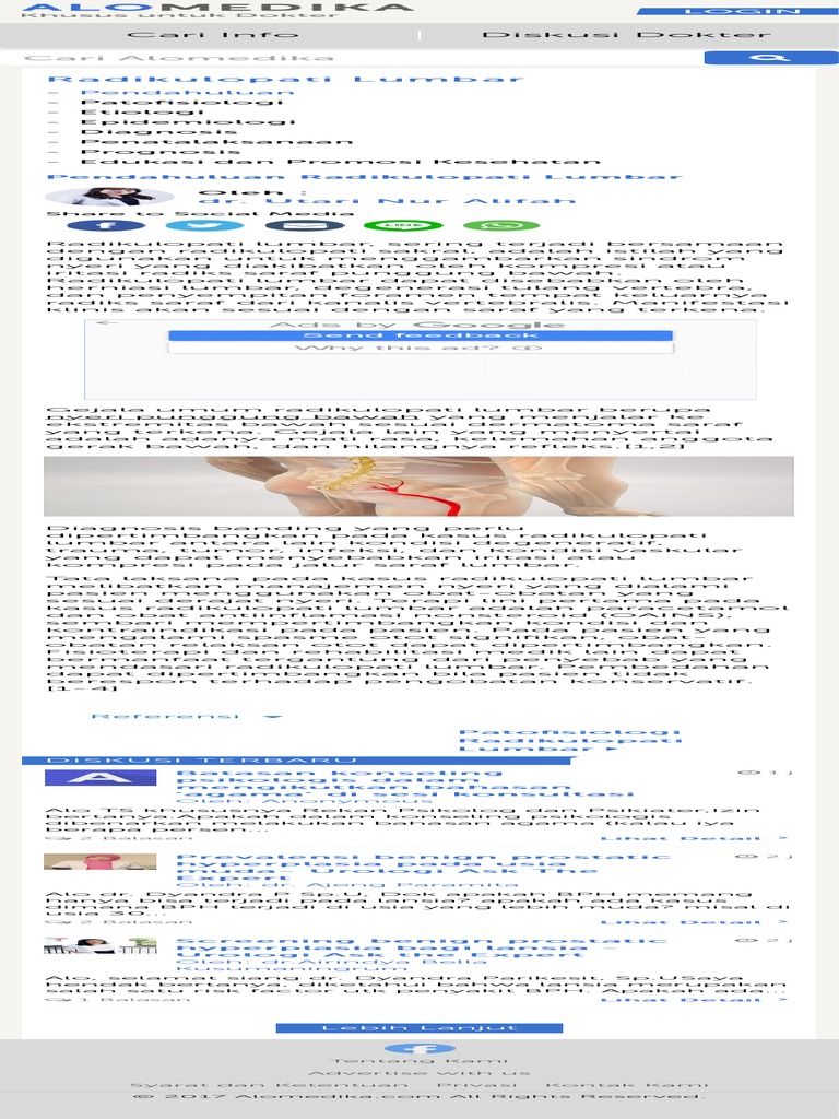 Radikulopati Lumbar - Patofisiologi, Diagnosis, Penatalaksanaan - Alomedika | PDF