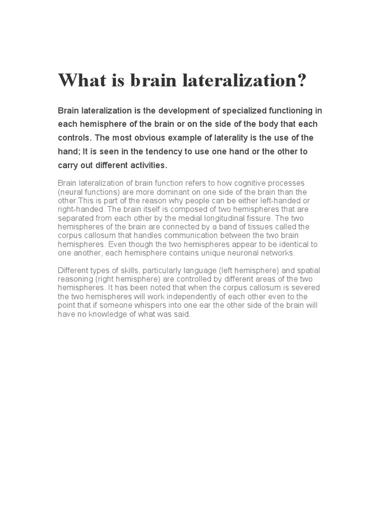 What Is Brain Lateralization | PDF