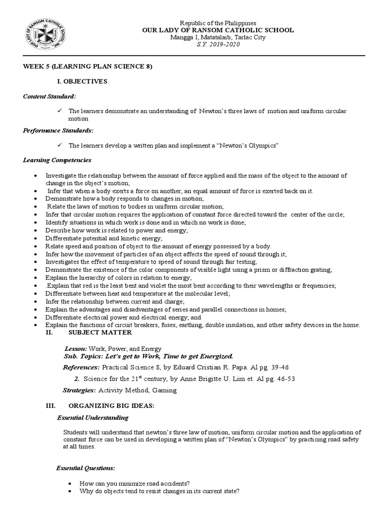 5TH Week Energy | PDF | Force | Newton's Laws Of Motion