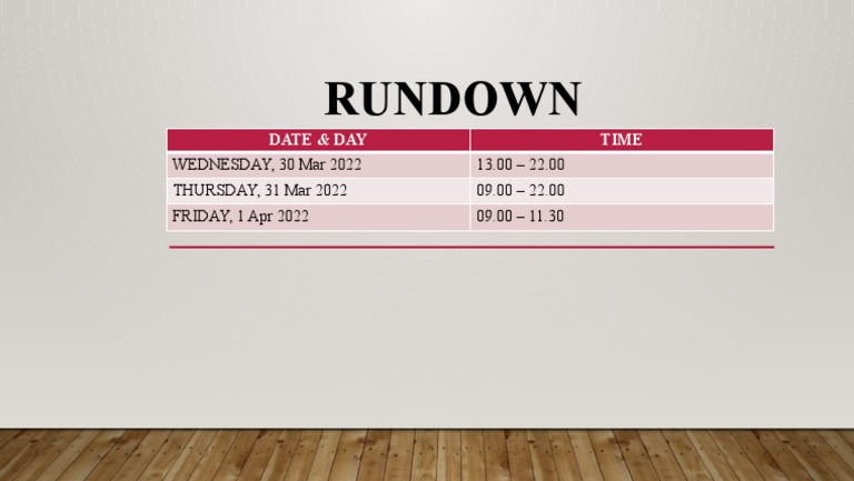 RUNDOWN | PDF