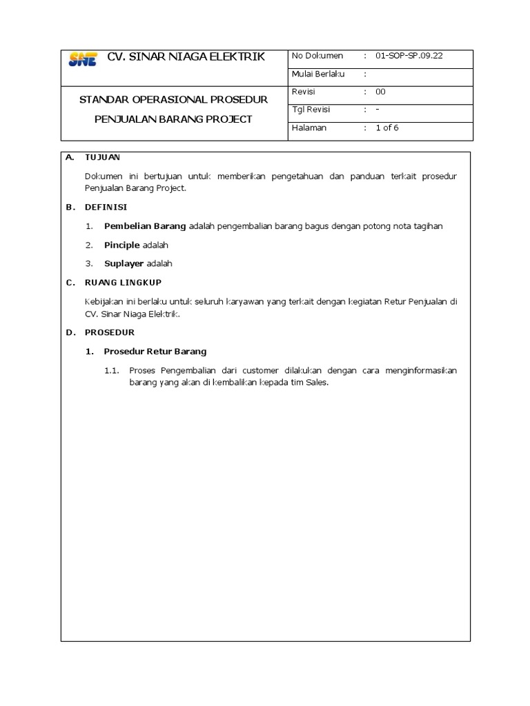 Sop Sales Project | PDF