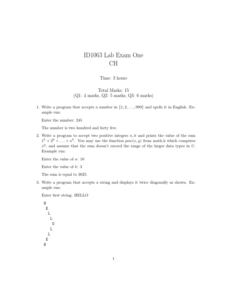 Labexam One CH | PDF | Teaching Methods & Materials
