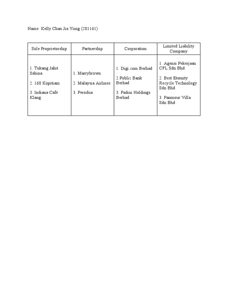 Types of Businesses | PDF