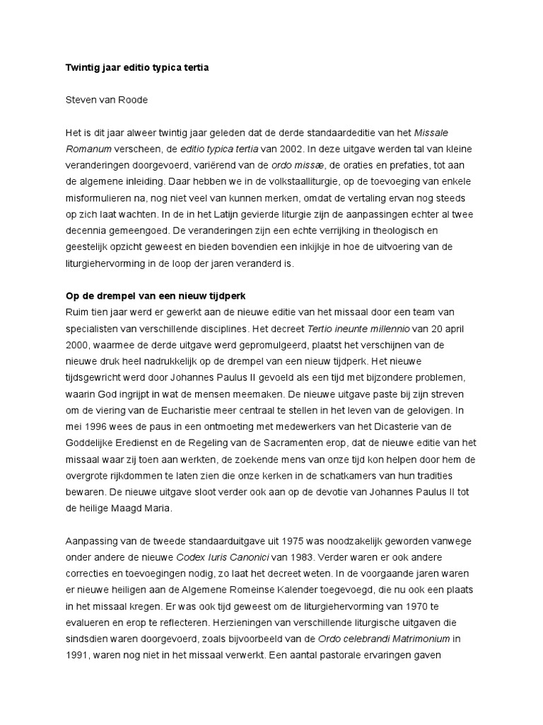 Twintig Jaar Editio Typica Tertia | PDF Twintig Jaar Editio Typica Tertia | PDF