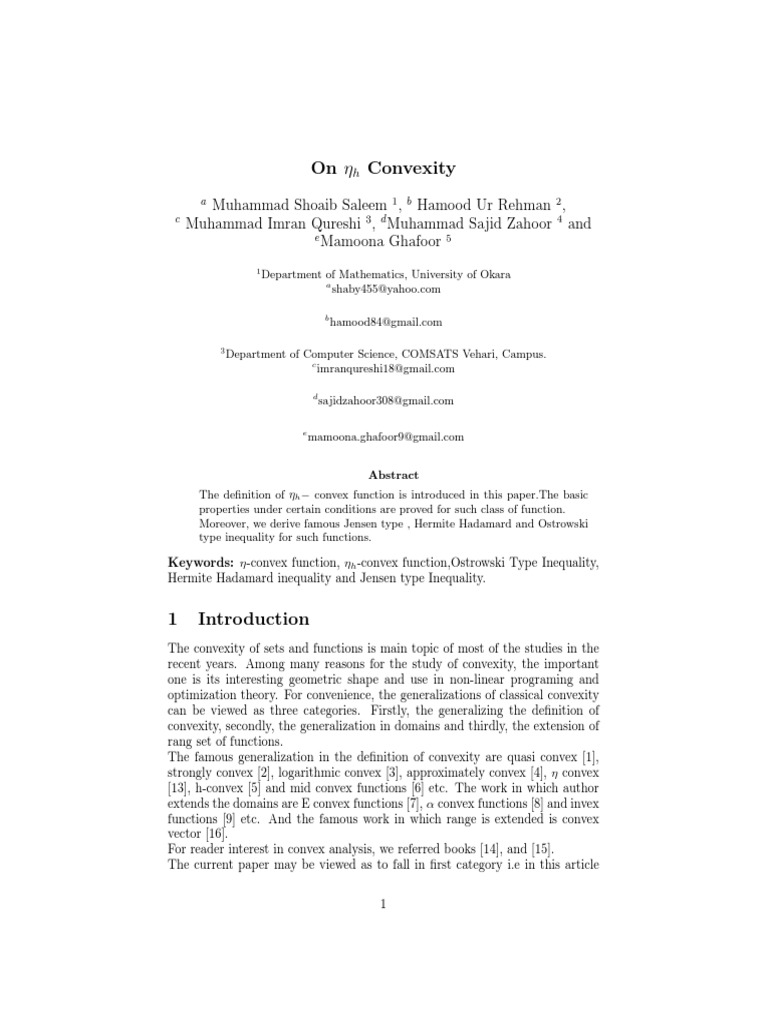 Eta H Convex Function MM | PDF | Function (Mathematics) | Mathematical ...