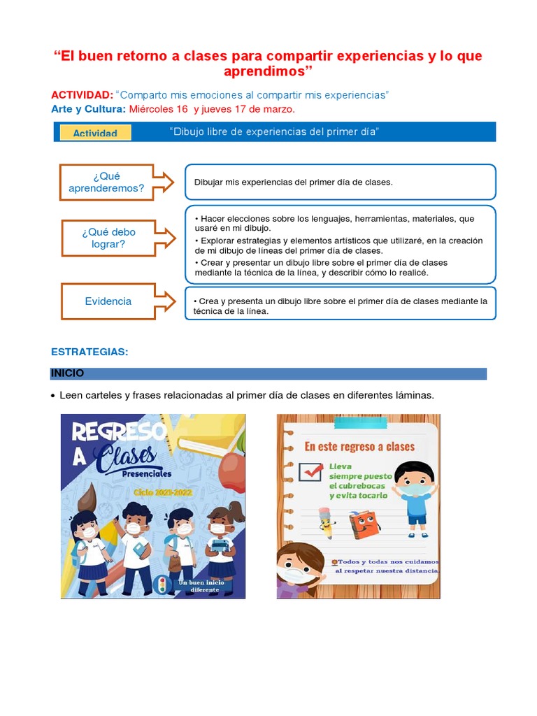 Experiencias del Primer Día de Clases | PDF | Dibujo