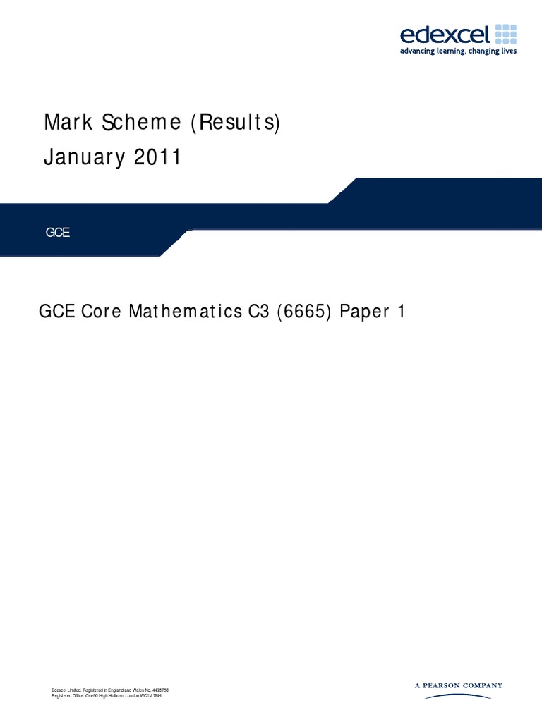 January 2011 MS - C3 Edexcel | PDF | Mathematics | Elementary Mathematics