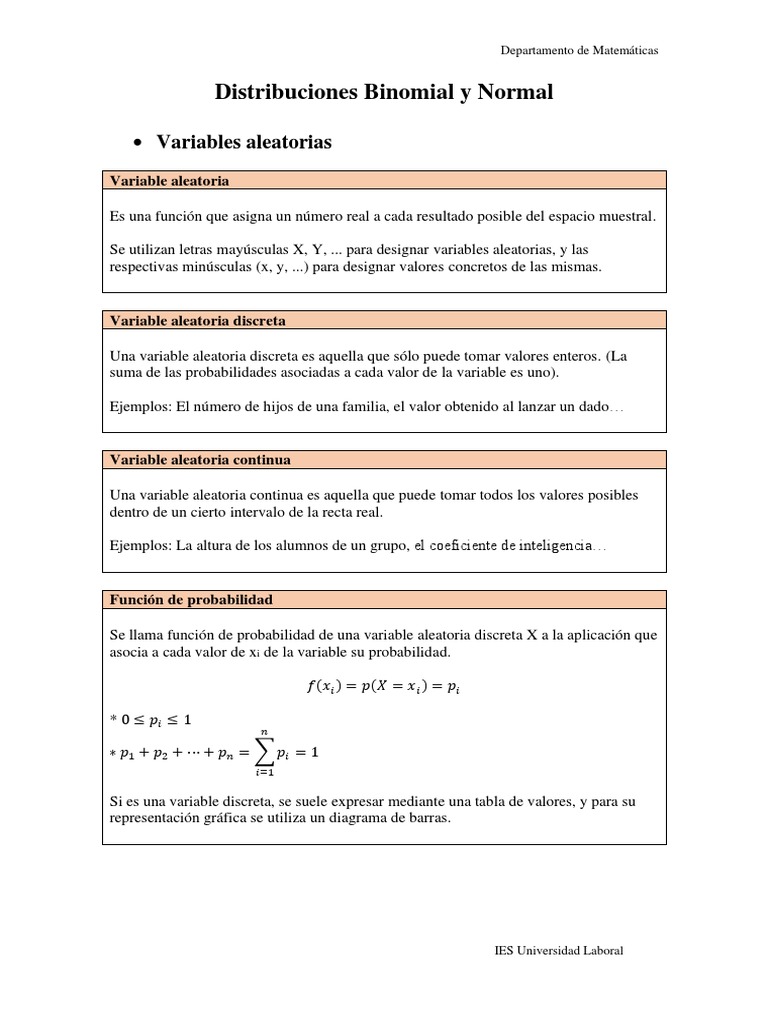 Teoría Binomial y Normal | PDF | Distribución normal | Variable aleatoria