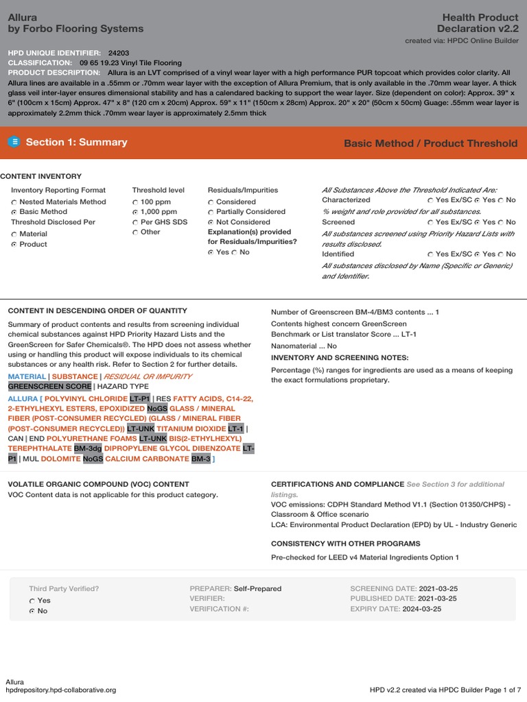 HPD Allura (Exp. 2024.03.25) | PDF | Chemistry | Materials