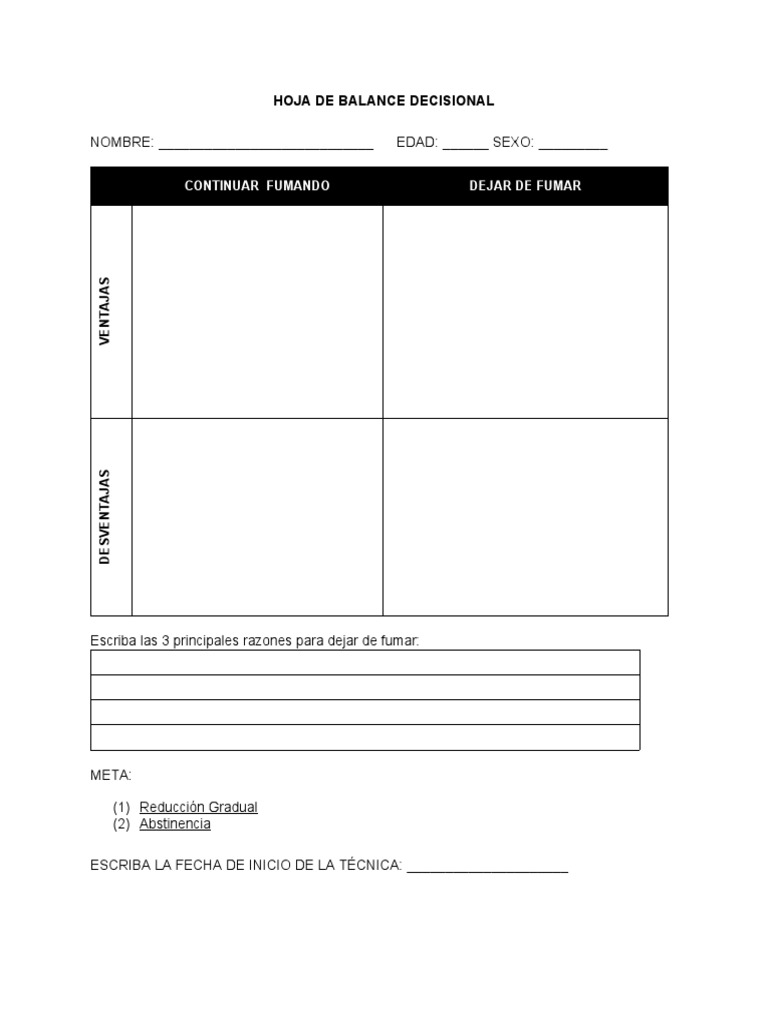 Hoja de Balance Decisional | PDF