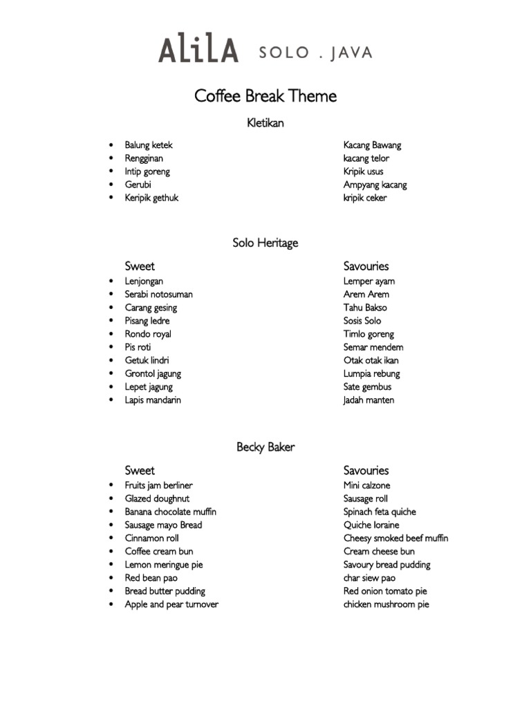 Coffee Break Theme | PDF | Baked Goods | Regional & Ethnic Food