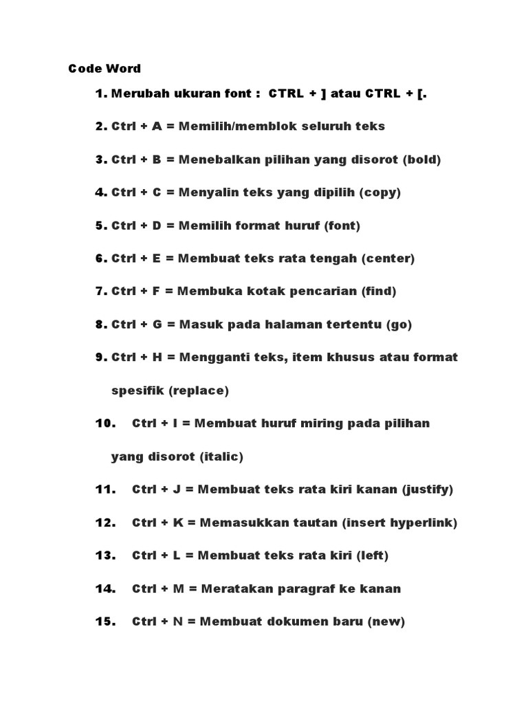 Short Cut Word | PDF