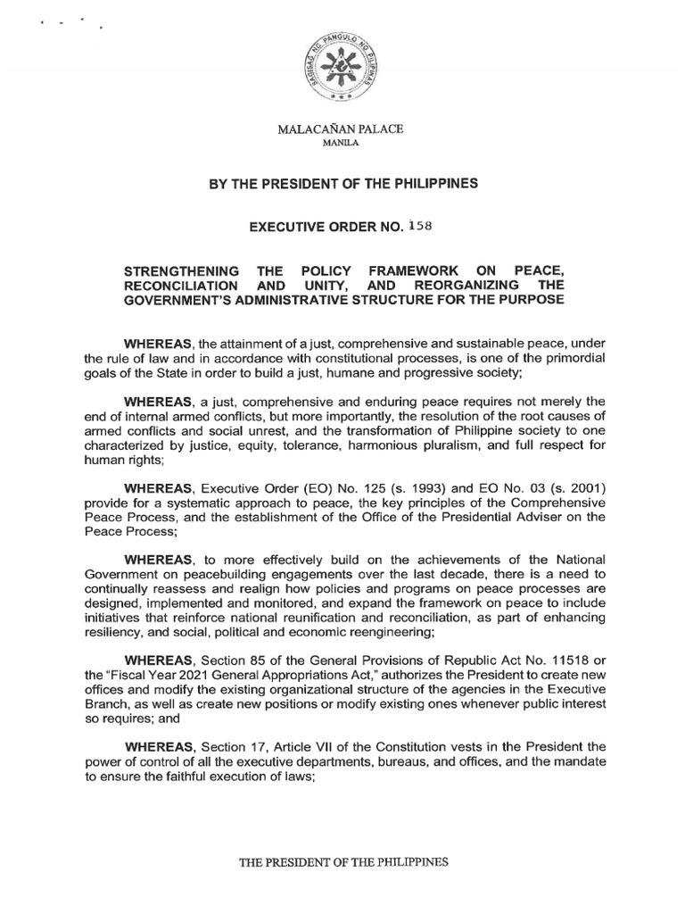 EO No. 158 S. 2021 | PDF