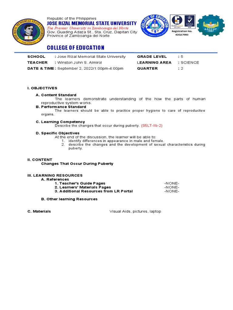 Puberty Lesson Plan Download Free Pdf Puberty Menstruation