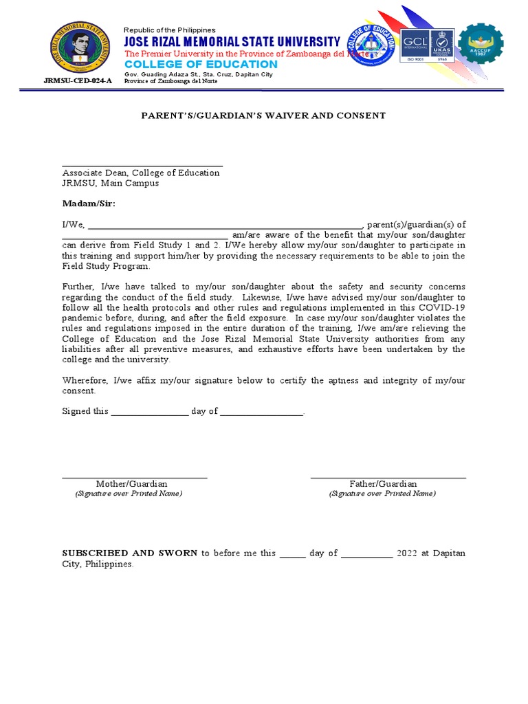 Field Study Waiver Consent | PDF