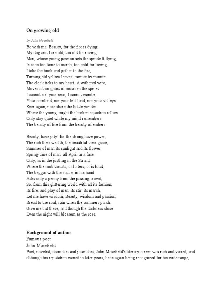 On Growing Old | PDF | John Masefield | Poetry