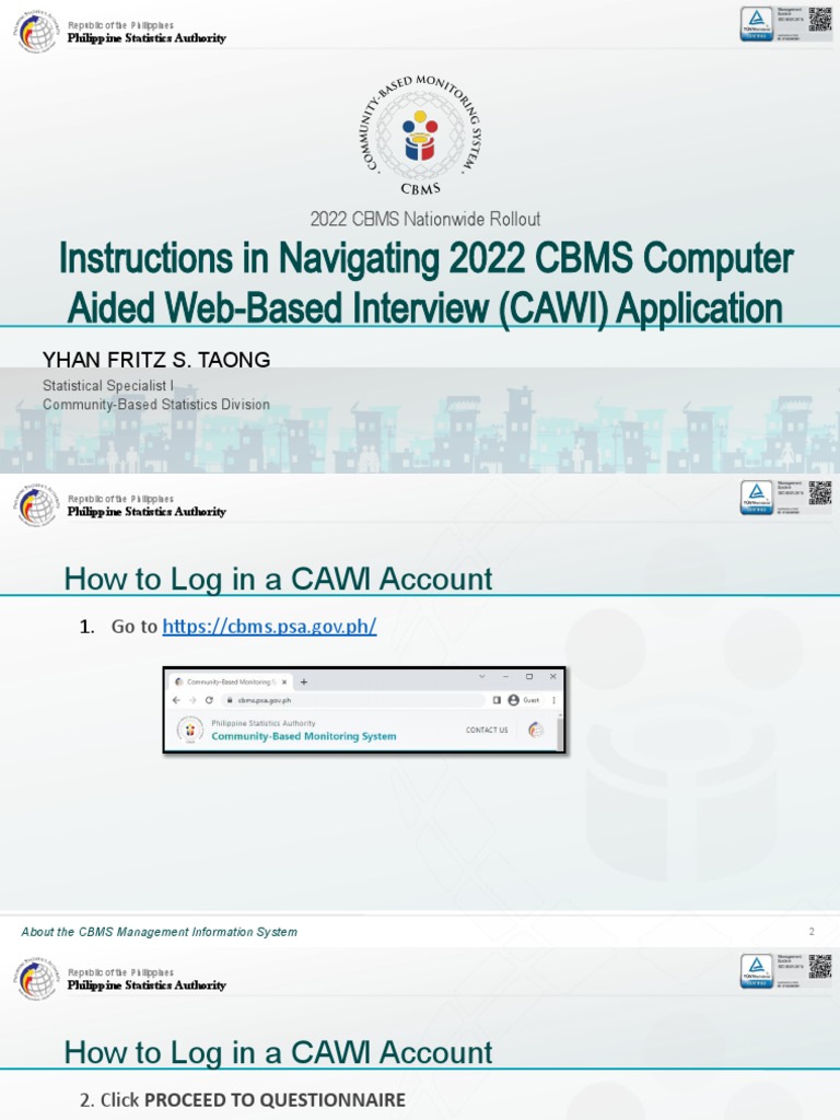 How To Navigate The CBMS BPQ Computer Assisted Web Interview CAWI | PDF ...