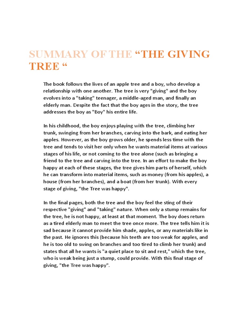 Summary of The Giving Treee | PDF