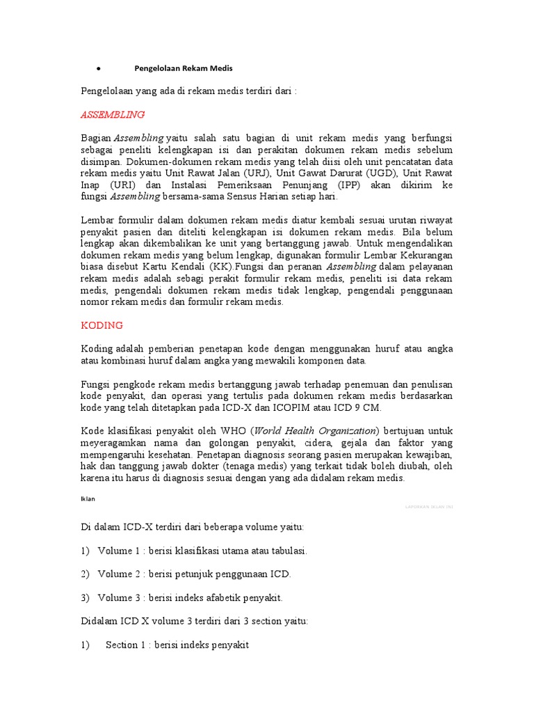 Pengelolaan Rekam Medis | PDF