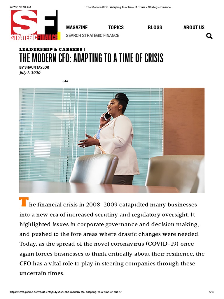 The Modern CFO - Adapting To A Time of Crisis - Strategic Finance | PDF ...