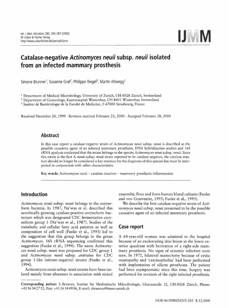 Catalase Negative Species of Actinomyces Neuii Isolated From An ...
