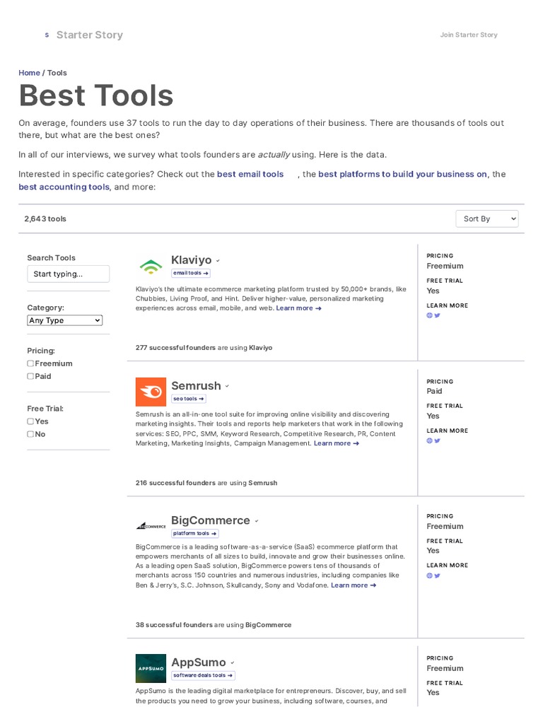 The 37 Most Popular Tools Used By Thousands of Successful Founders ...
