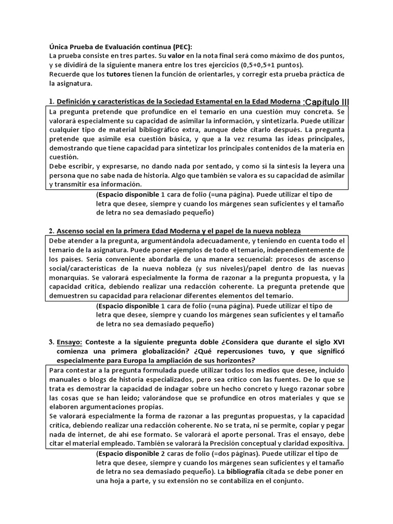 PEC 2021-2022 de Historia de La Alta Edad Moderna | PDF | Ensayos | Cognición