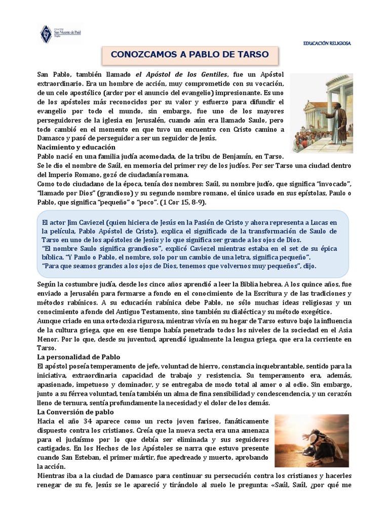 Biografía de San Pablo: Su Conversión y Misión | PDF | Pablo el apóstol ...