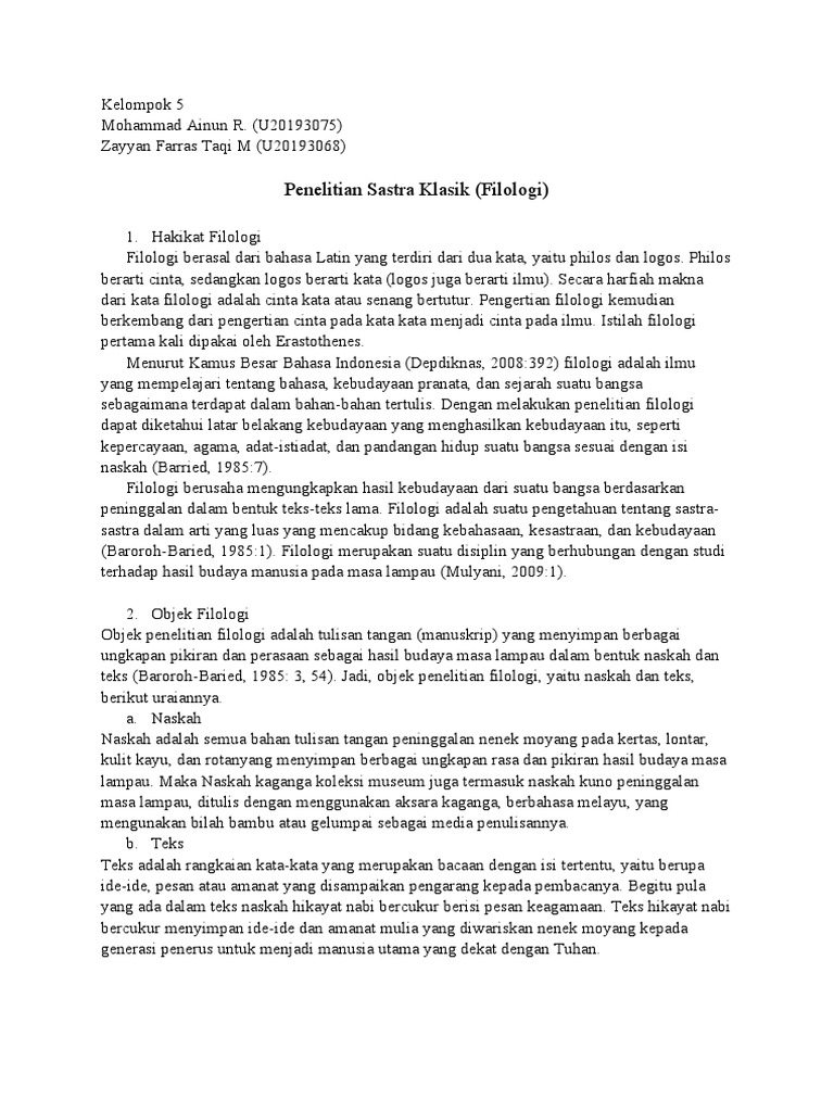 Penelitian Sastra Klasik | PDF