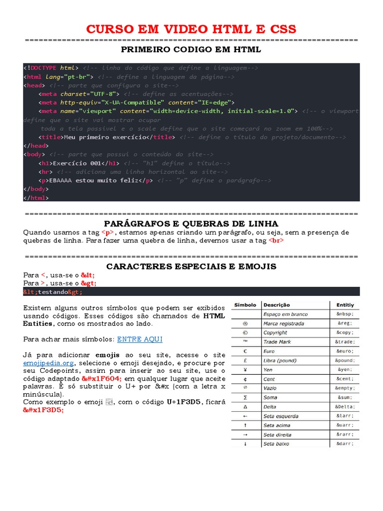 Curso em Video HTML e CSS | PDF | Html | Html5